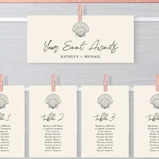 Seashell Table Seating Chart Beach Wedding Card | Zazzle