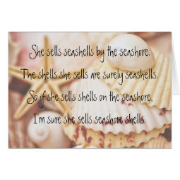 Seashell Tongue Twister Card | Zazzle