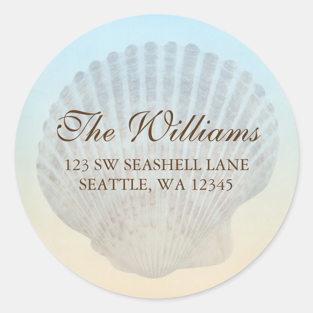 Seashell Tropical Beach Address Label | Zazzle