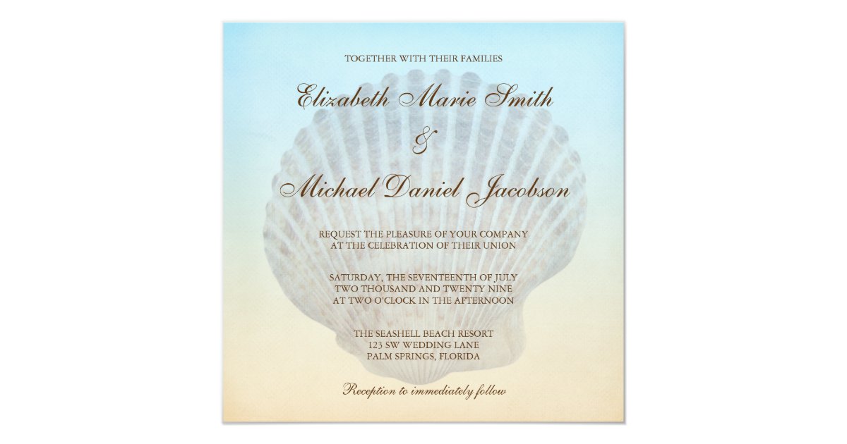 Seashell Tropical Beach Wedding Invitations | Zazzle.com