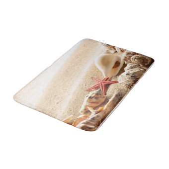 seashells and sand bath mat | Zazzle