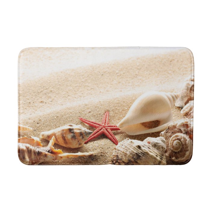 seashells and sand bath mat | Zazzle.com