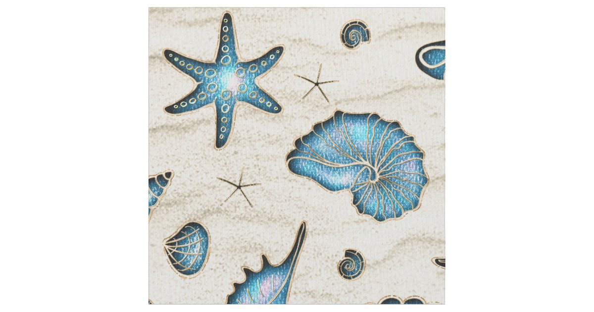 Seashells and Sand Opal ID782 Fabric | Zazzle