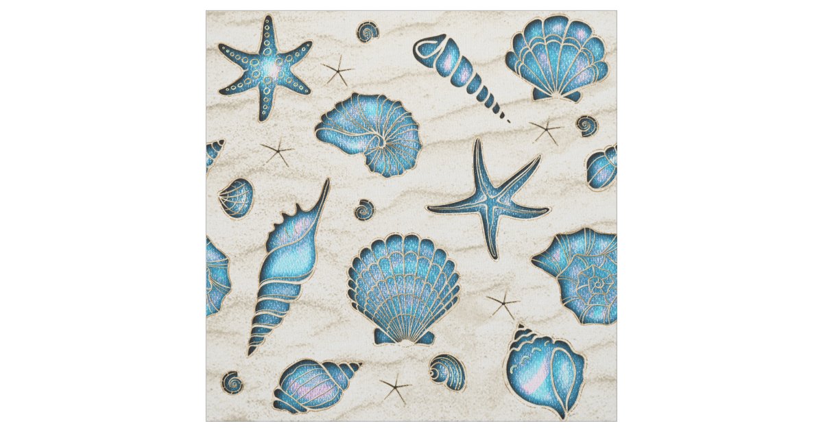Seashells and Sand Opal ID782 Fabric | Zazzle