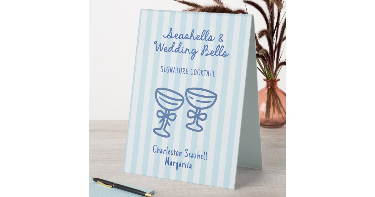 Seashells and Wedding Bells Signature Cocktail Table Tent | Zazzle