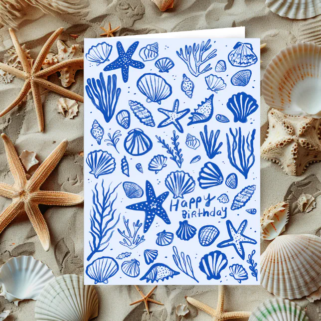 Seashells Beach Shells Ocean Happy Birthday Card | Zazzle