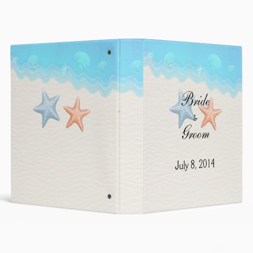Seashells Beach Wedding Guest Book 3 Ring Binder | Zazzle