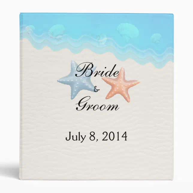 Seashells Beach Wedding Guest Book 3 Ring Binder | Zazzle