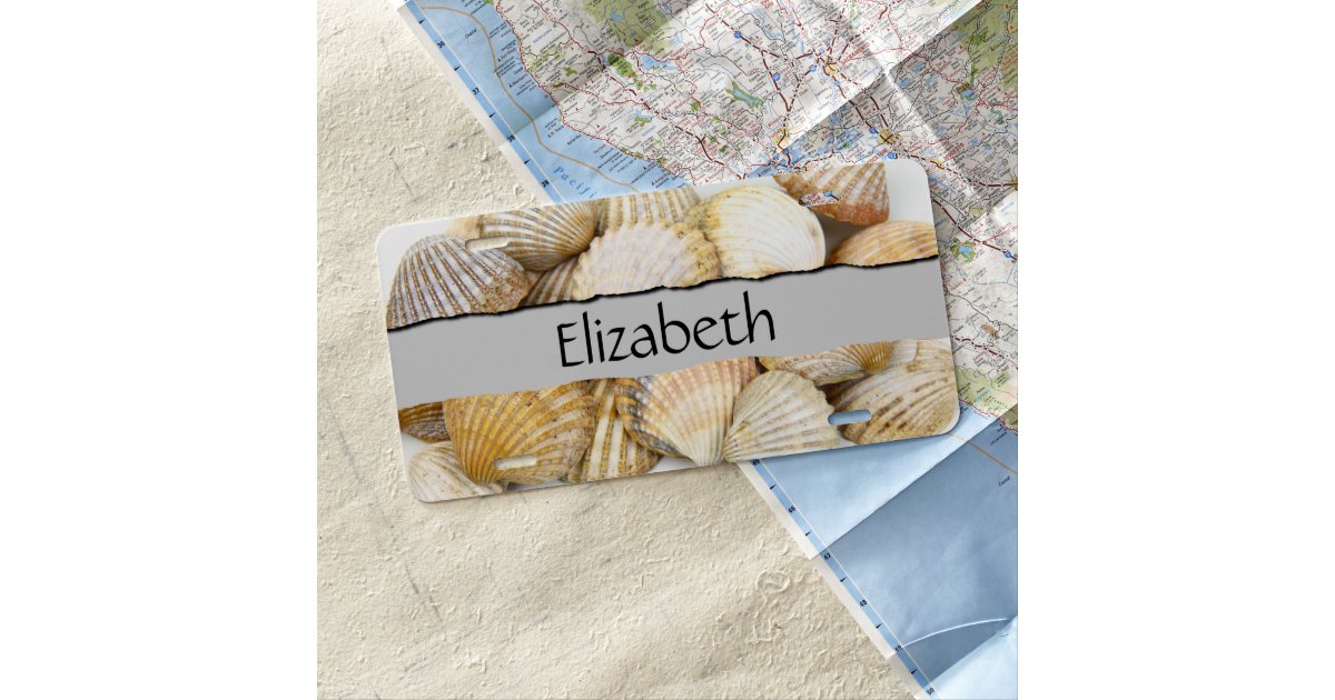 Seashells, Clam Shells, Cockle Shells, Your Name License Plate | Zazzle