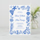 Seashells Frame Beach Wedding Blue CUSTOM Invitation | Zazzle