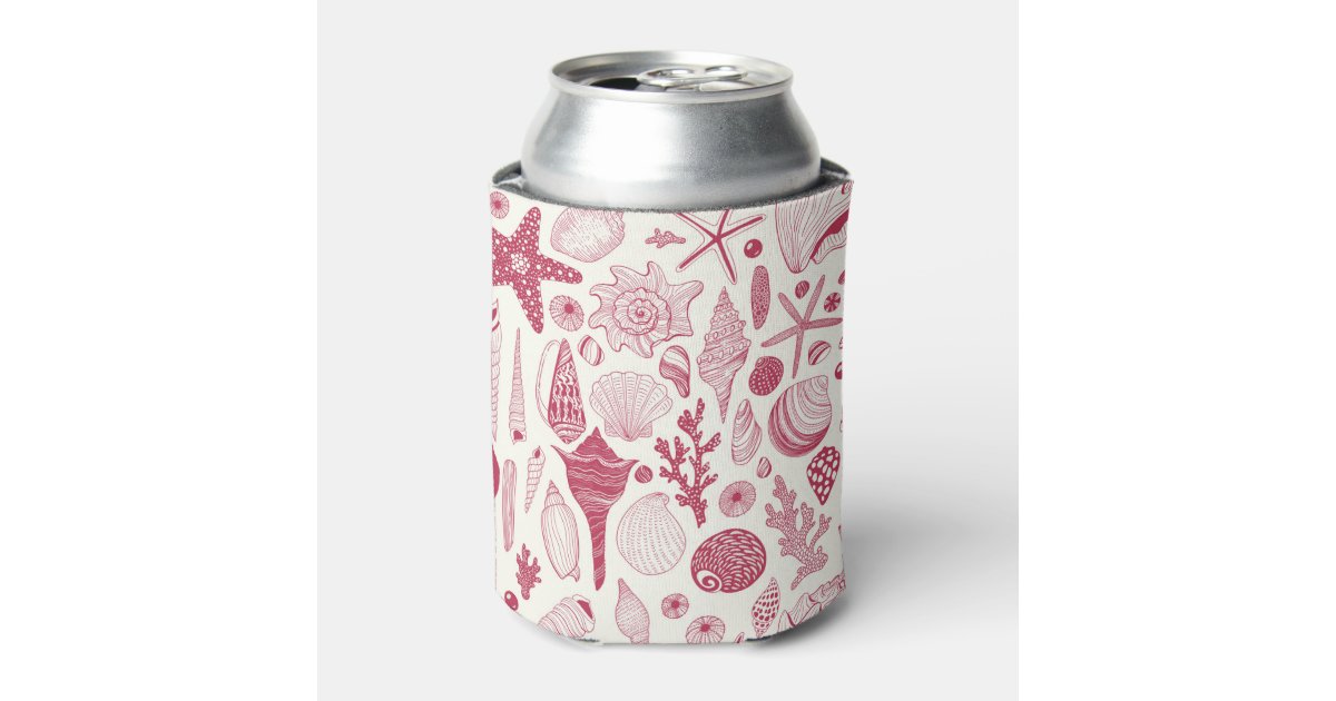 Seashells in Viva Magenta- Color of the Year 2023 Can Cooler | Zazzle