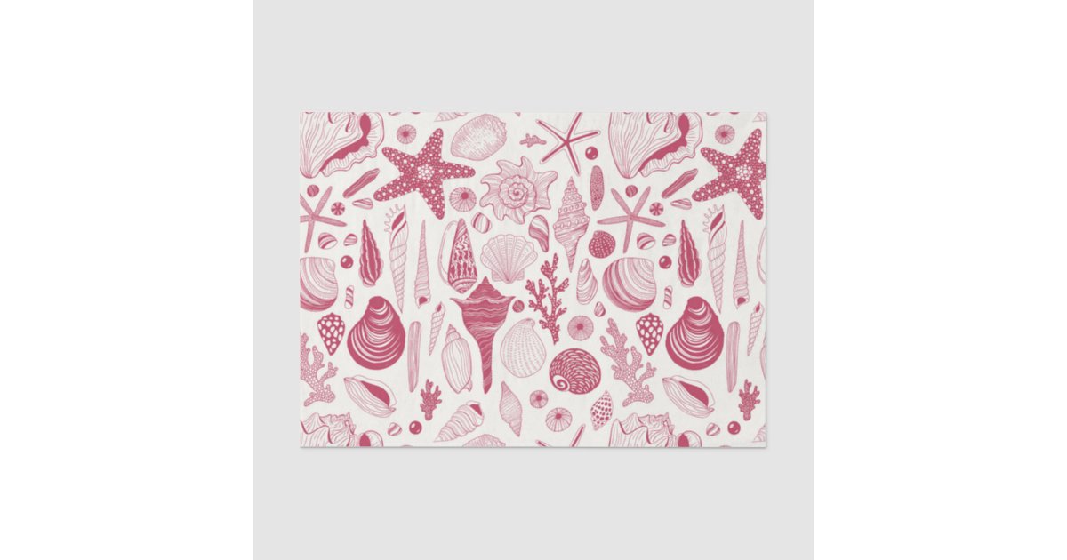 Seashells in Viva Magenta- Color of the Year 2023 Tissue Paper | Zazzle