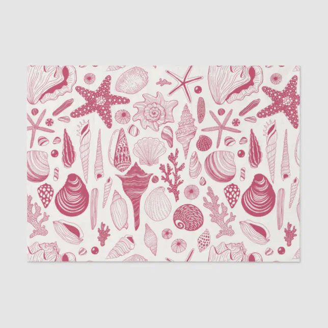 Seashells in Viva Magenta- Color of the Year 2023 Tissue Paper | Zazzle