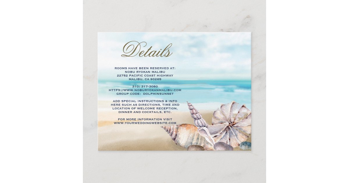 Seashells Message in a Bottle | Guest Details Enclosure Card | Zazzle