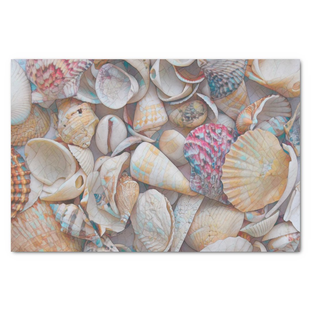 Seashells Ocean Beach Mosaic Art Decoupage Tissue Paper | Zazzle
