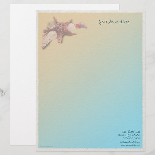 Seashells on a Beach Letterhead | Zazzle