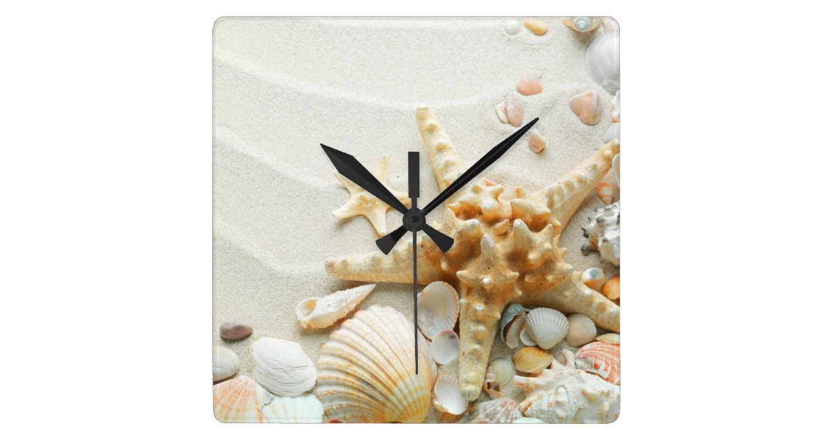Seashells on the beach clock | Zazzle.com