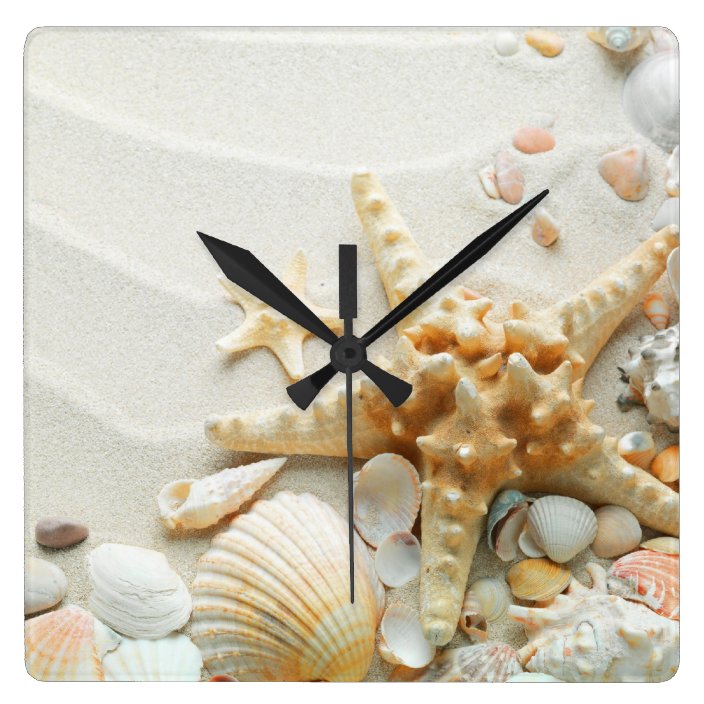 Seashells on the beach clock | Zazzle.com