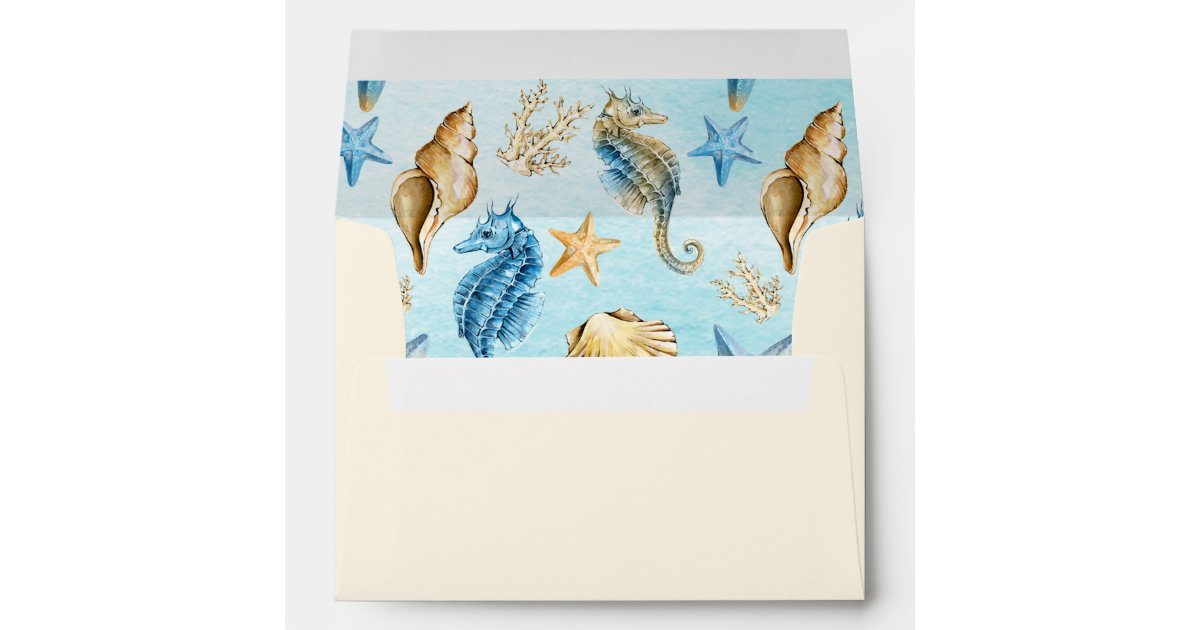 Seashells Pattern Beach Wedding Envelope | Zazzle