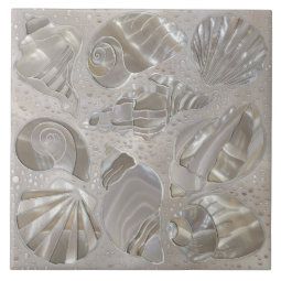Seashells pattern - mother of pearl ceramic tile | Zazzle