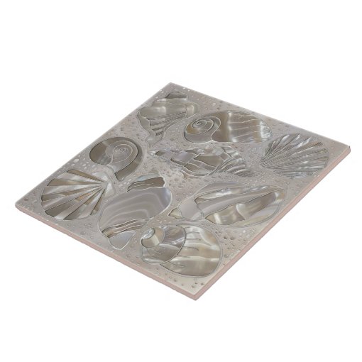 Seashells pattern - mother of pearl ceramic tile | Zazzle