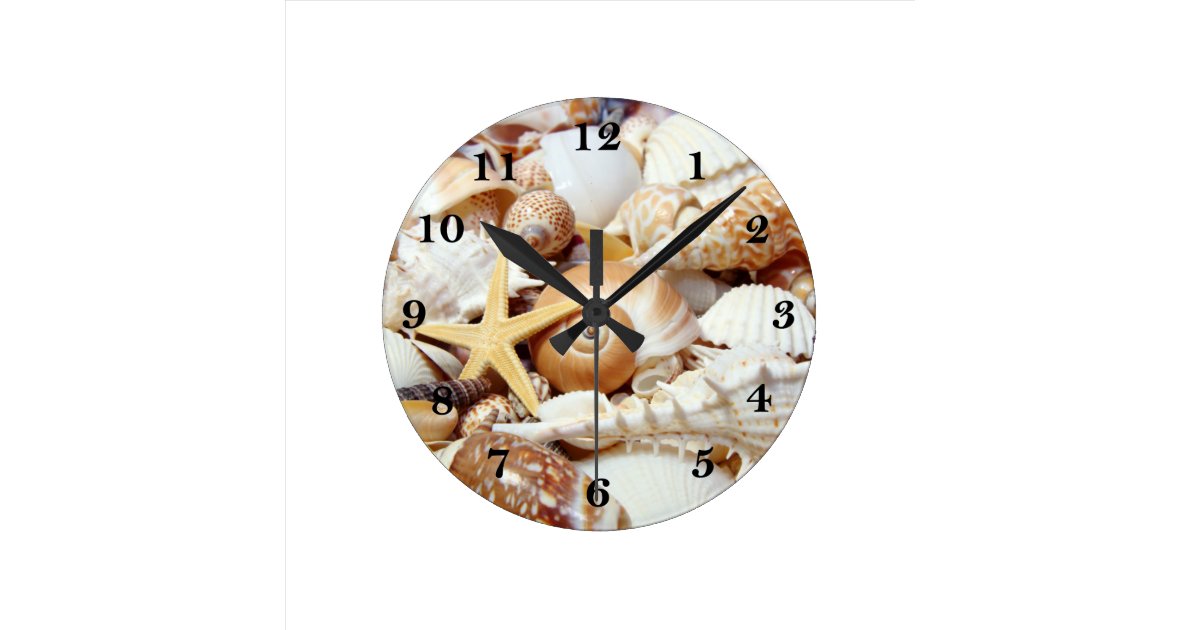 Seashells Round Clock | Zazzle.com