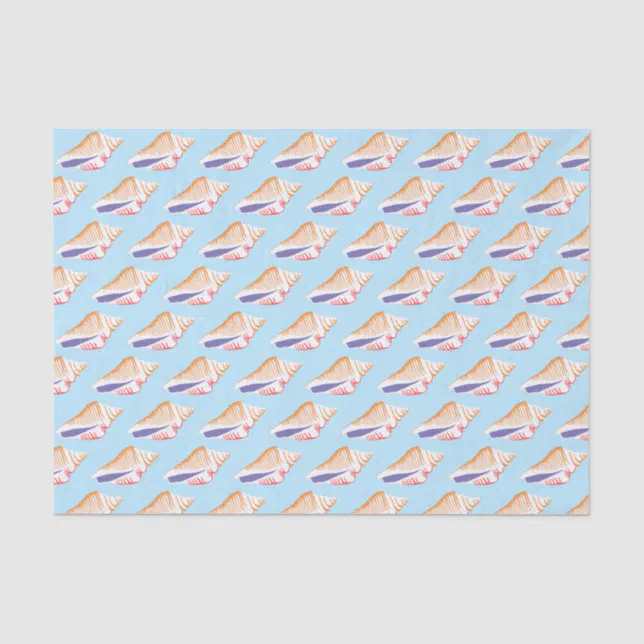 Seashells Simple Sea Ocean Pattern Blue white Tissue Paper | Zazzle