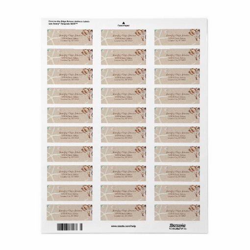 Seashells & Starfish on the Beach Wedding Address Label | Zazzle