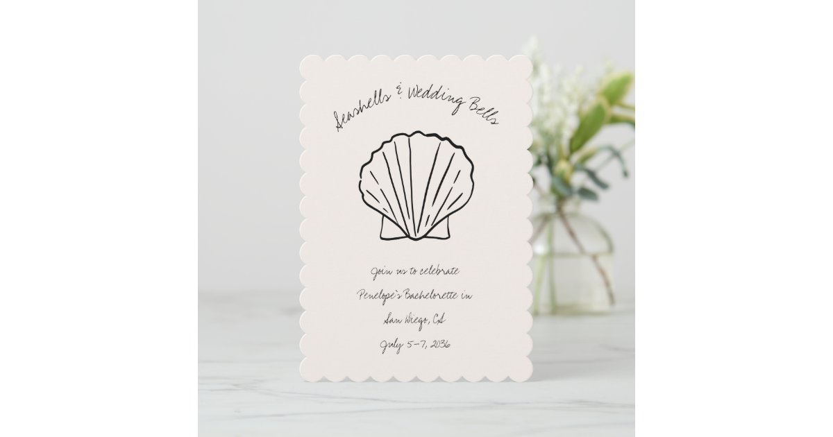 Seashells & Wedding Bells Bachelorette Invite | Zazzle