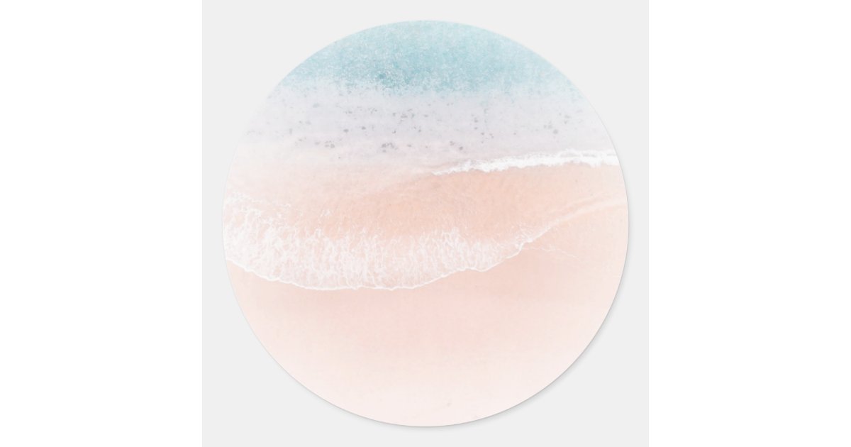 Seaside Beach Sand Blue Sea Blank Template Classic Round Sticker | Zazzle