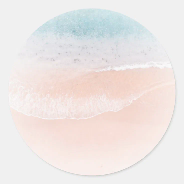 Seaside Beach Sand Blue Sea Blank Template Classic Round Sticker | Zazzle
