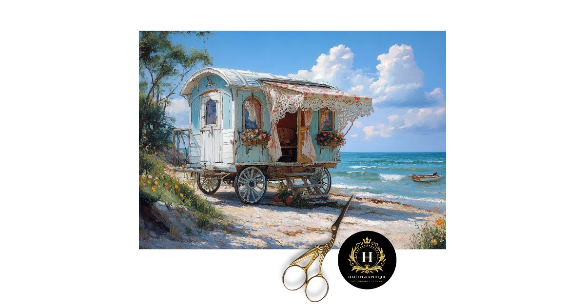 Seaside Blue Gypsy Caravan Decoupage Tissue Paper | Zazzle