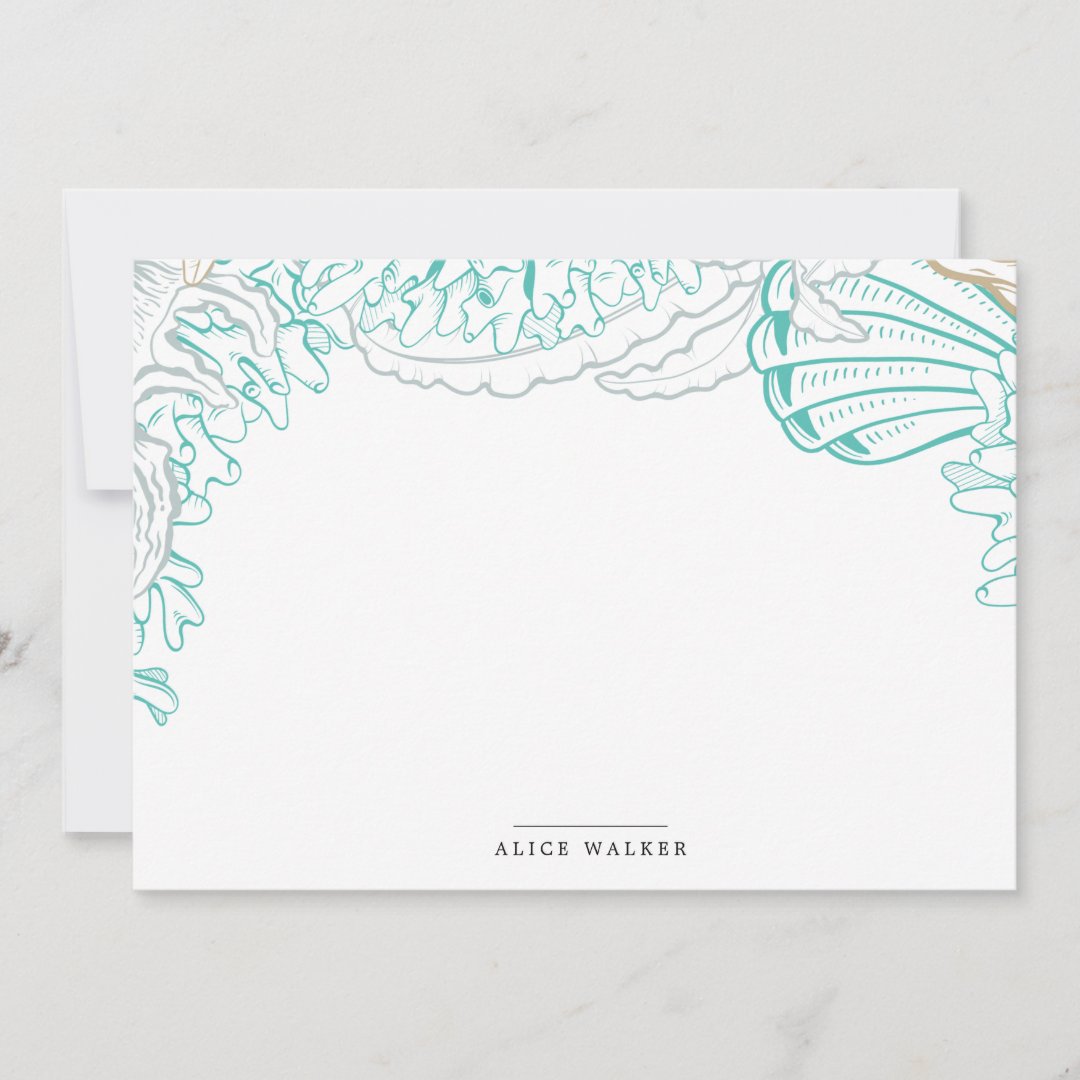 seaside coastal turquoise Stationery Note Card | Zazzle