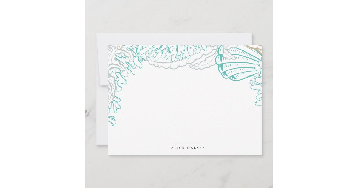 seaside coastal turquoise Stationery Note Card | Zazzle