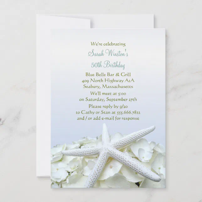 Seaside Garden Starfish Birthday Party Invitation | Zazzle