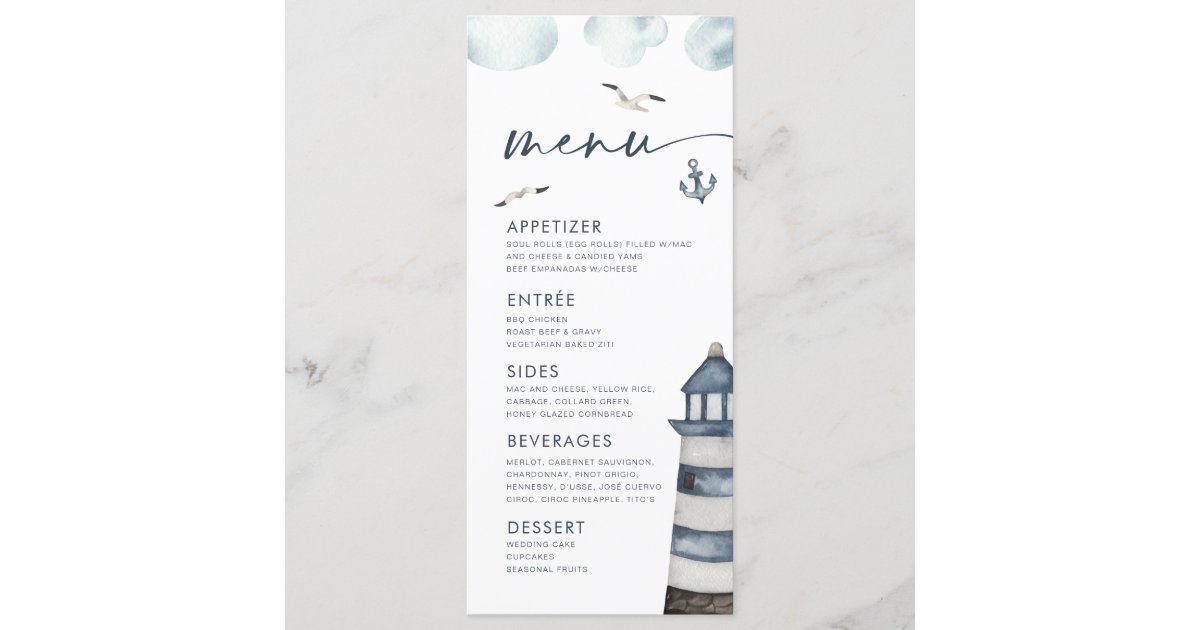 Seaside Menu | Zazzle