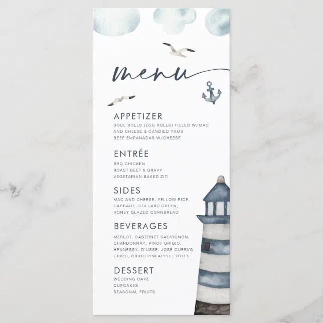 Seaside Menu | Zazzle