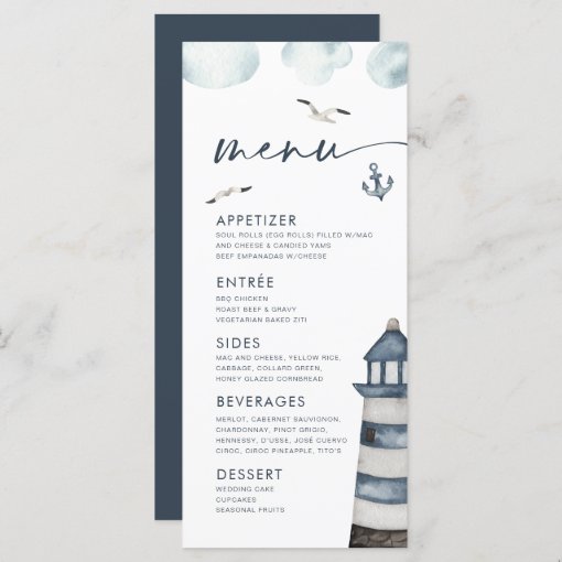 Seaside Menu | Zazzle