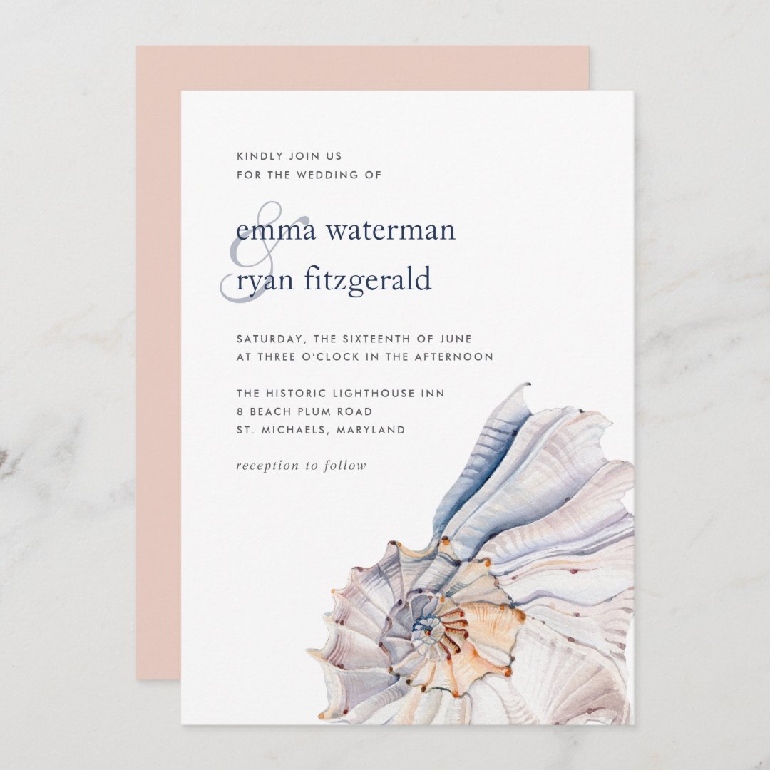 Seaside | Nautical Seashell Wedding Invitation | Zazzle