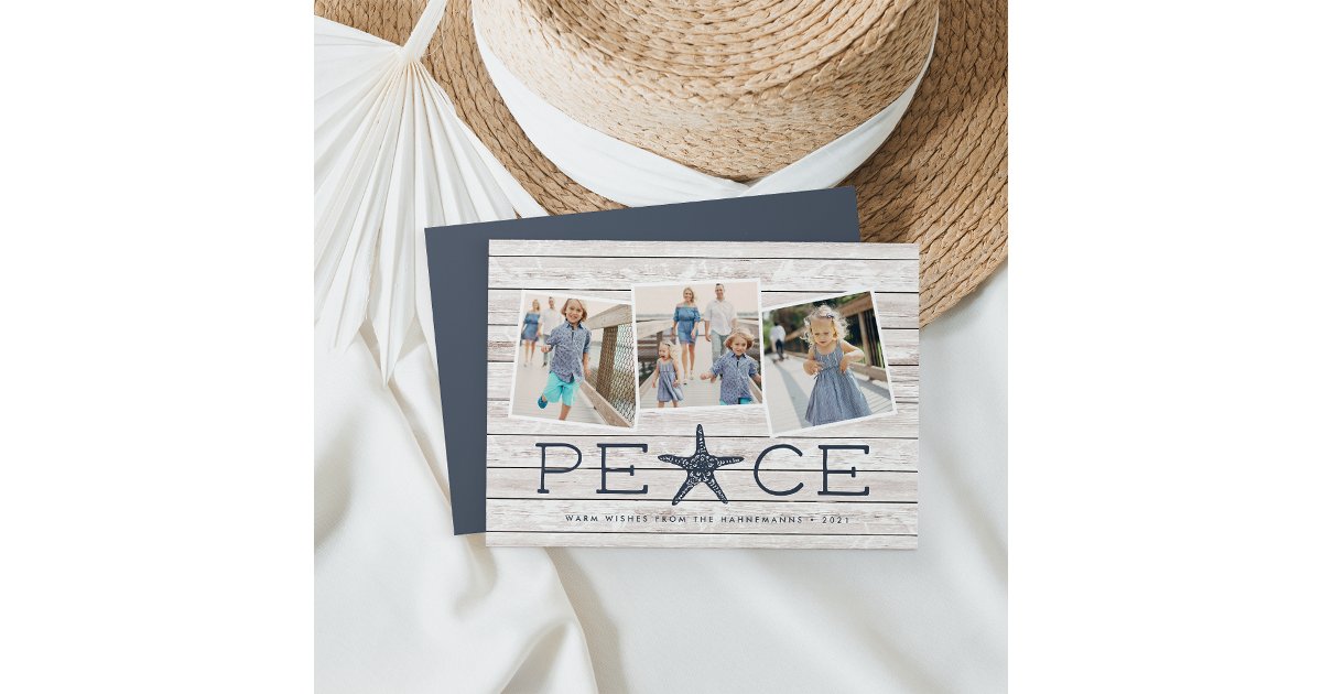 Seaside Peace | Holiday Photo Collage Card | Zazzle
