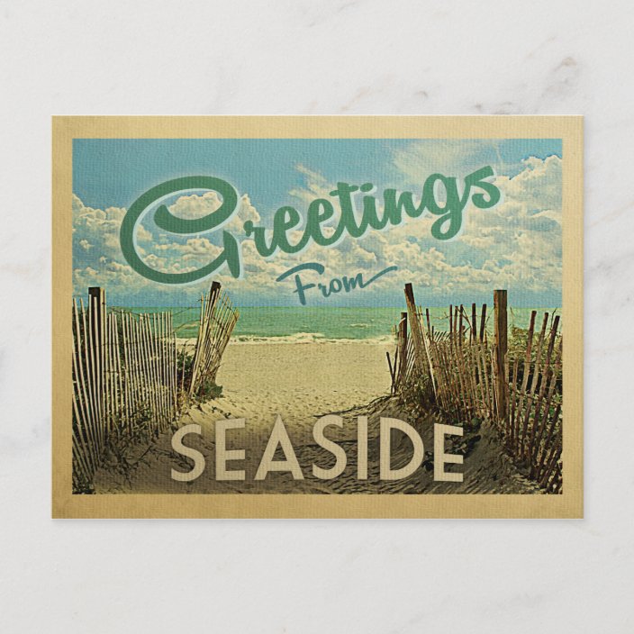 Seaside Postcard Beach Vintage Travel | Zazzle