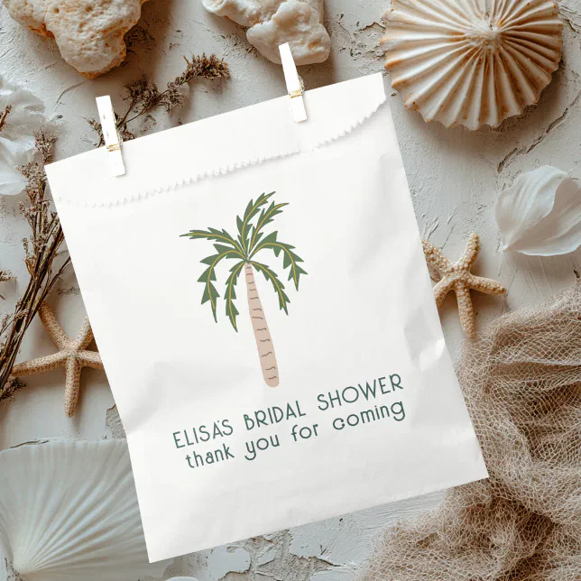 Seaside Soiree Bridal Shower Palm Tree CUSTOM Favor Bag | Zazzle