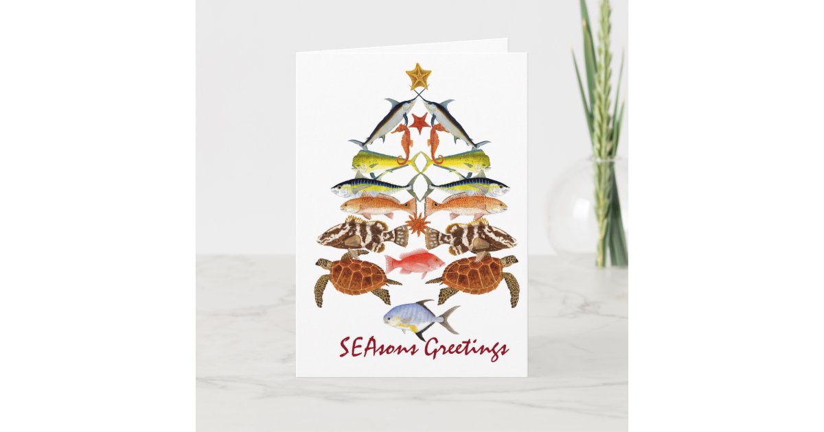 Season Greetings- Ocean fish Christmas Card | Zazzle