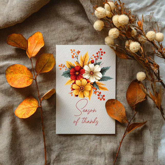 Season of Thanks Autumn Blooms Card | Zazzle