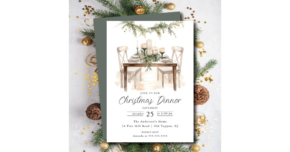 Seasonal Celebration Christmas Dinner Invitation | Zazzle