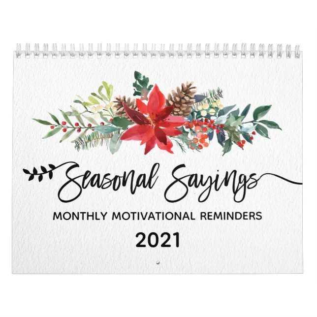 Seasonal Sayings Monthly Motivational Reminders Calendar | Zazzle