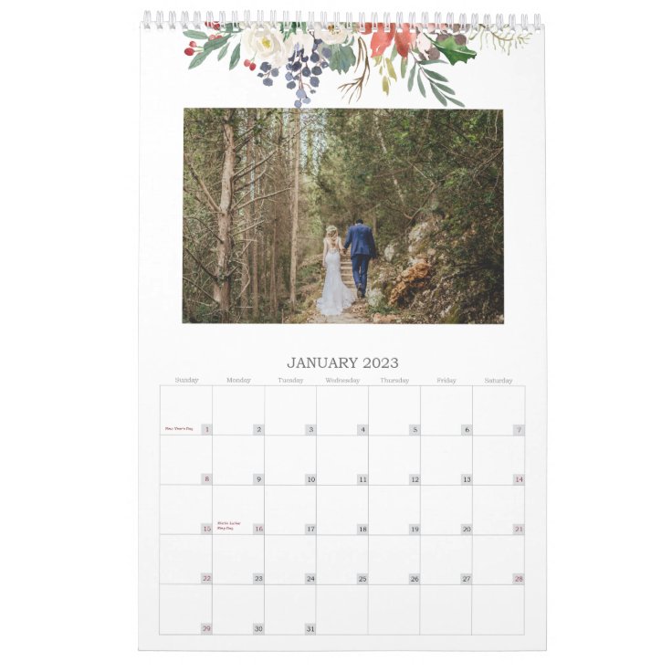 Seasonal Watercolor Foliage Monthly Photo Calendar | Zazzle