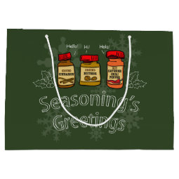 Seasoning's Greetings Funny Holiday Pun Large Gift Bag | Zazzle