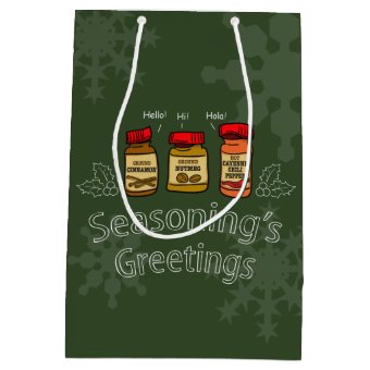 Seasoning's Greetings Funny Holiday Pun Medium Gift Bag | Zazzle