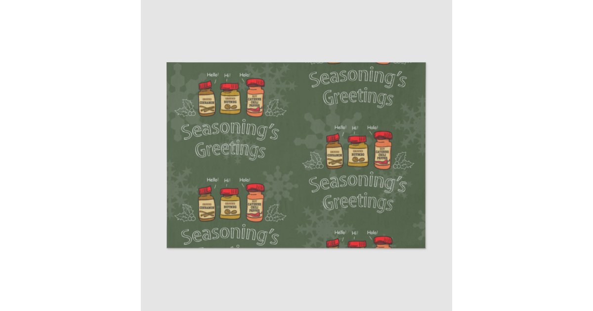 Seasoning's Greetings Funny Holiday Pun Tissue Paper | Zazzle